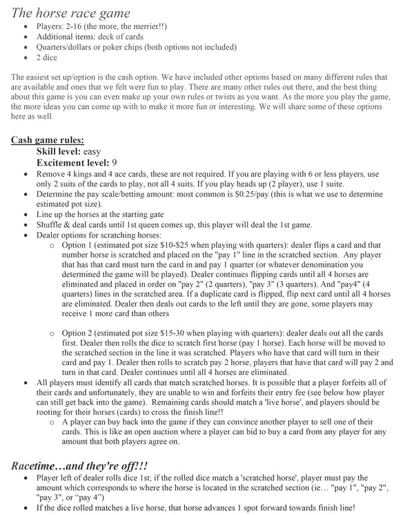Horse Race Rules with progressive jackpot option! – blastcornhole